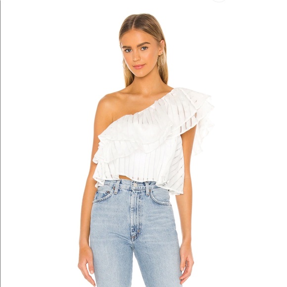 NBD | Tops | Revolve Nbd Tiered Overlay White Ruffle Top | Poshmark